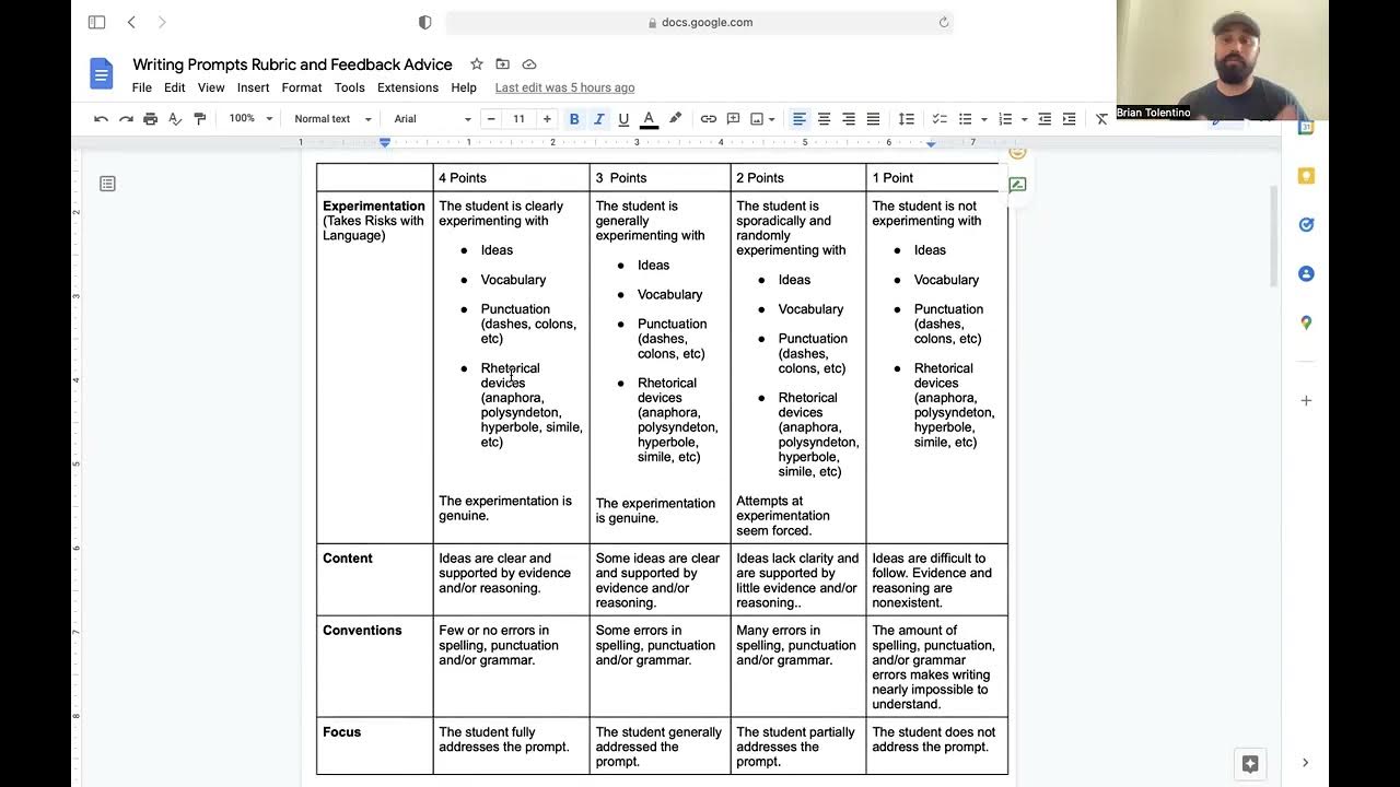 Writing Prompts Rubric and Feedback Advice - YouTube