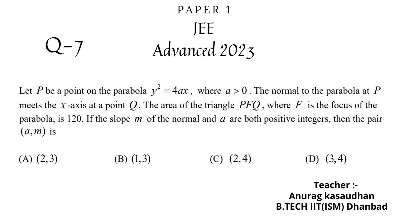 JEE Advanced 2023 Math Paper 1 (Q 7) solution | IIT JEE Maths | # ...