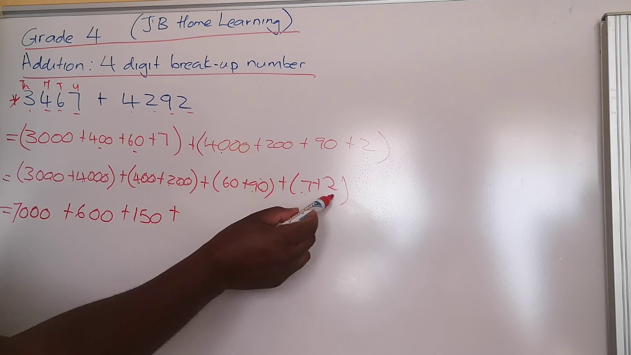 Grade 4 Addition and Subtraction 4 digit break up number - YouTube