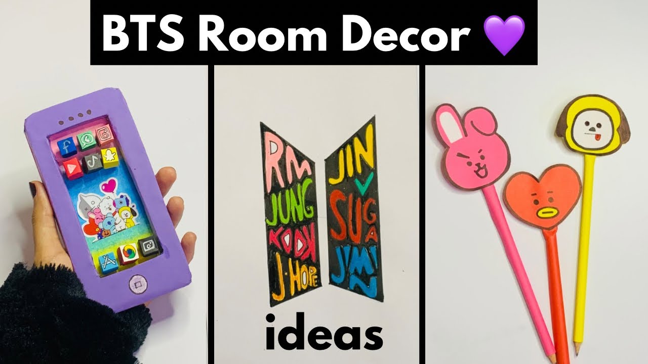 BTS Room decor ideas 💜 / BTS DIY / BTS phone / BTS logo / bts crafts ...
