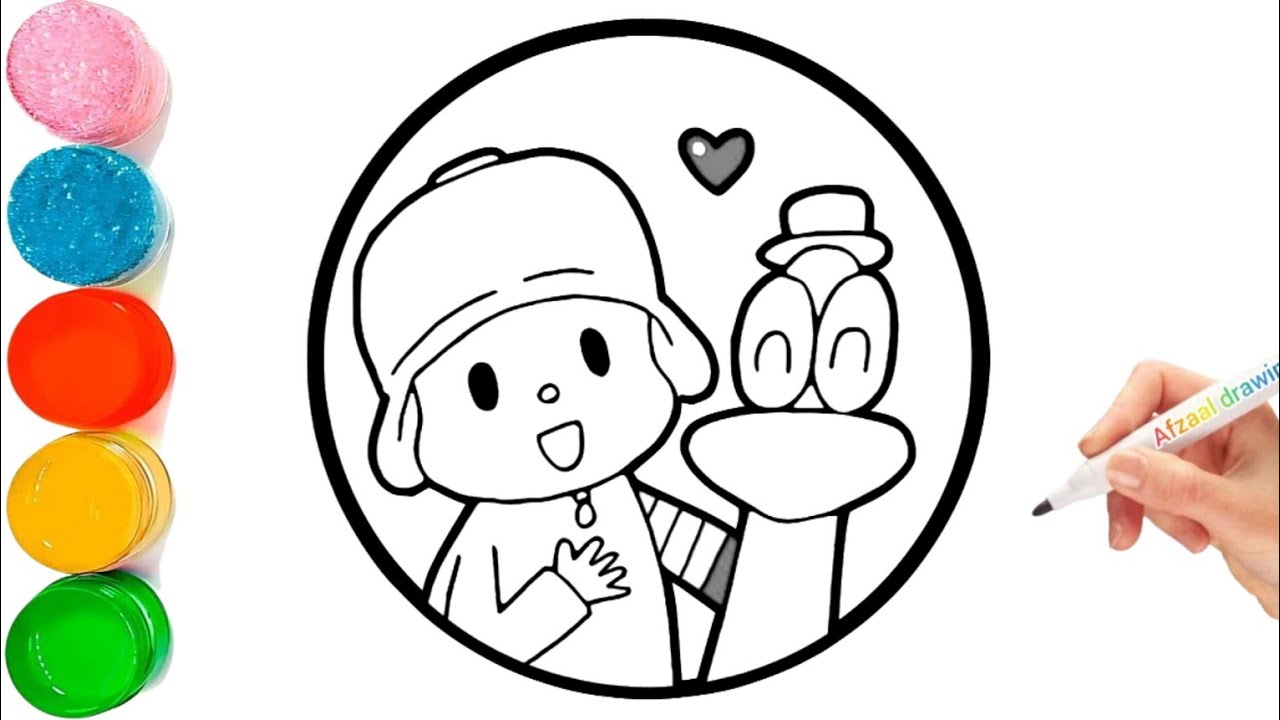 How to draw Pocoyo and Pato Drawing painting coloring for kids and ...