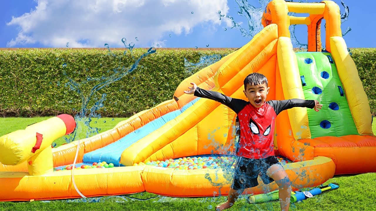 Kid Has Fun On THE BACKYARD WATER SLIDE |Stories For Kids | Video For ...