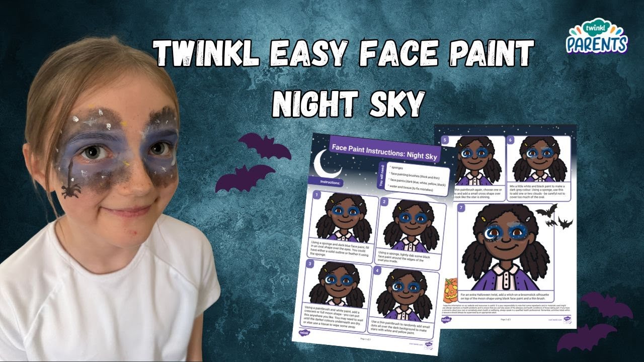 Night Sky Face Paint Tutorial 🌙 | Easy Halloween Face Painting for Kids ...