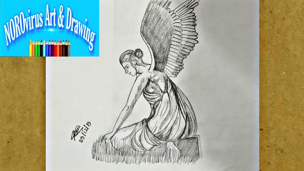 how to draw an angel face sketch || angel sketch easy || angel drawing ...