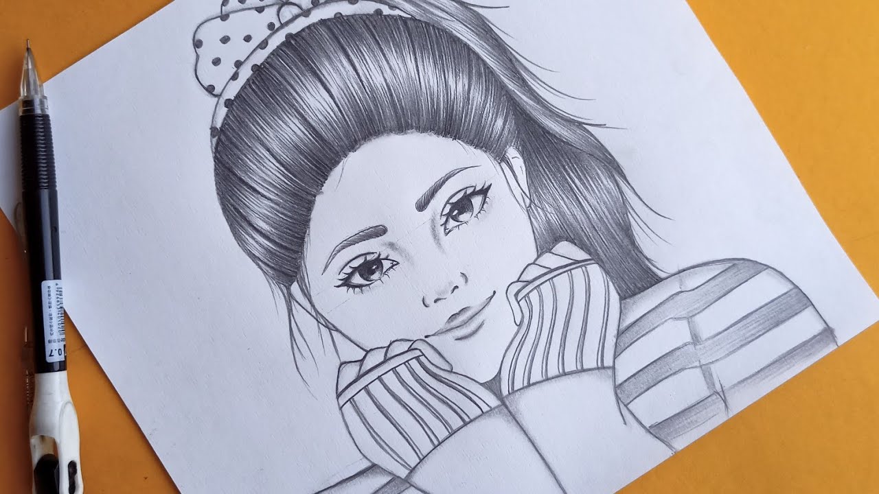 How to draw a cute girl - step by step Pencil sketch for beginner || A ...