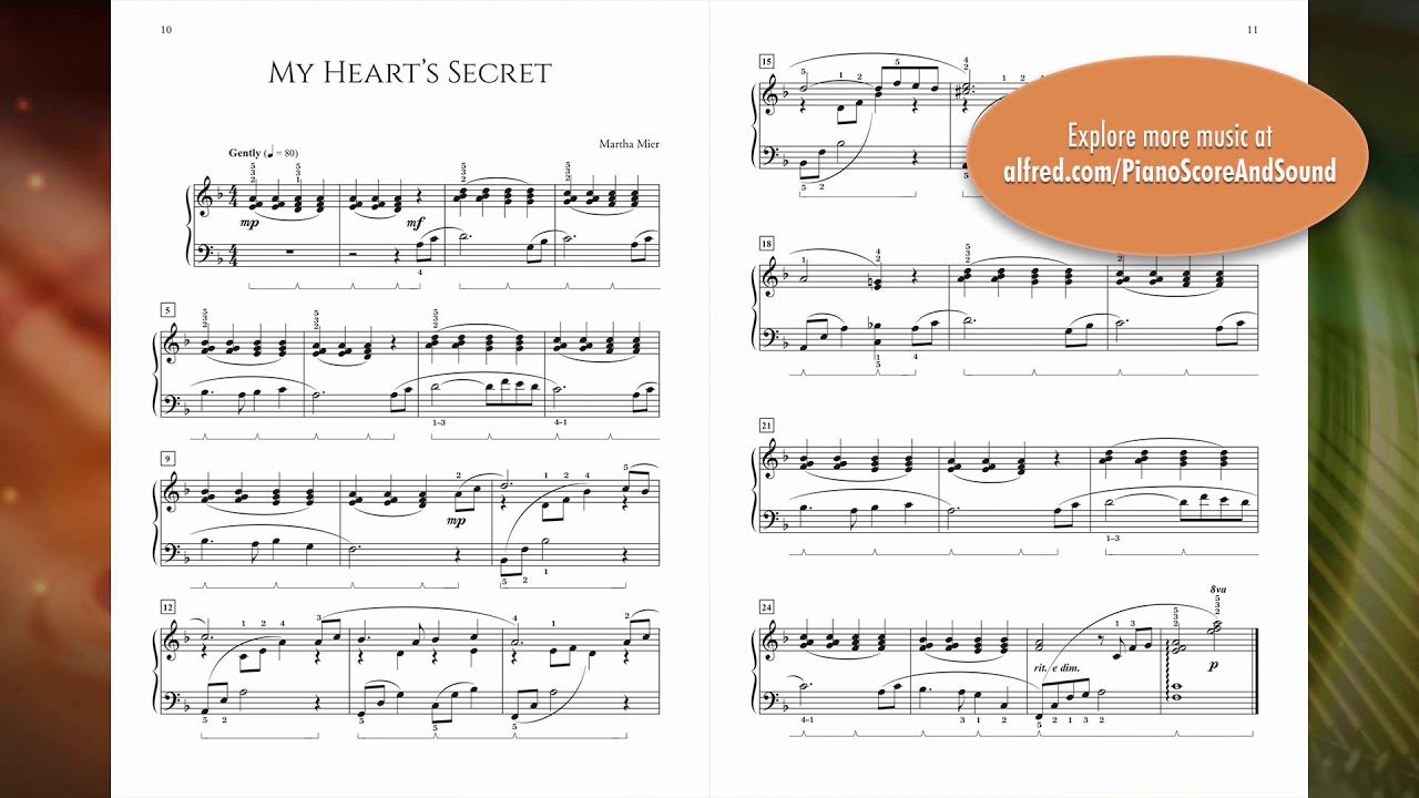 My Heart's Secret, by Martha Mier - Score & Sound, Piano - YouTube