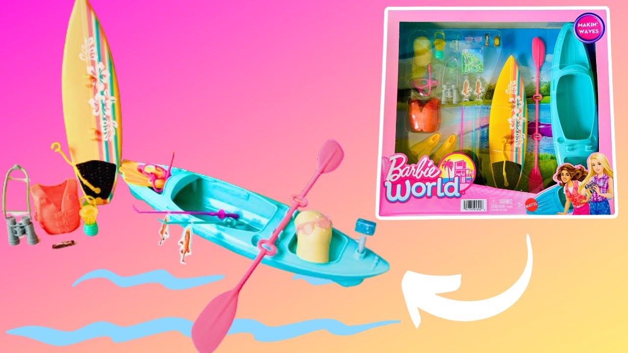 ASMR | BARBIE WORLD Toys! Unboxing Barbie World Kayak & Surf Playset ...