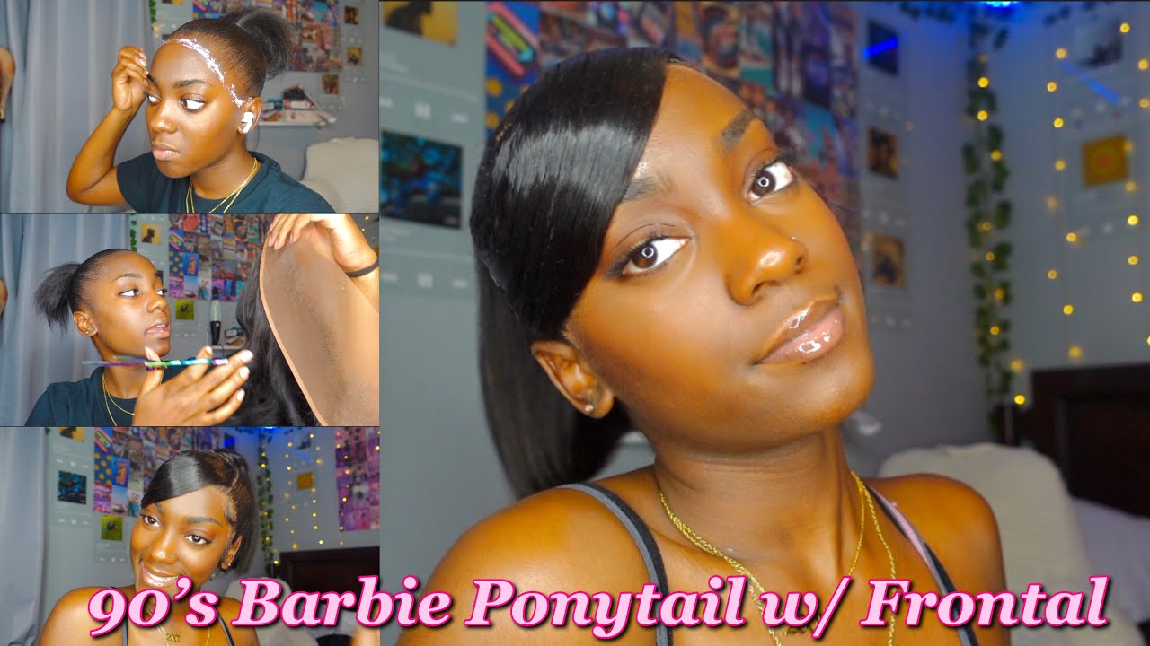 HOW TO DO A 90'S FRONTAL BARBIE PONYTAIL WITH SWOOP BANG|| ft. Girls ...