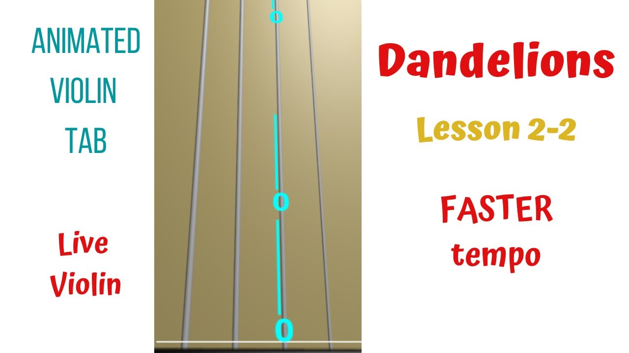 DANDELIONS 🌻 💮 by Ruth B.Lesson 2-2.FASTER.ANIMATED Live Violin TAB.🎸 ...