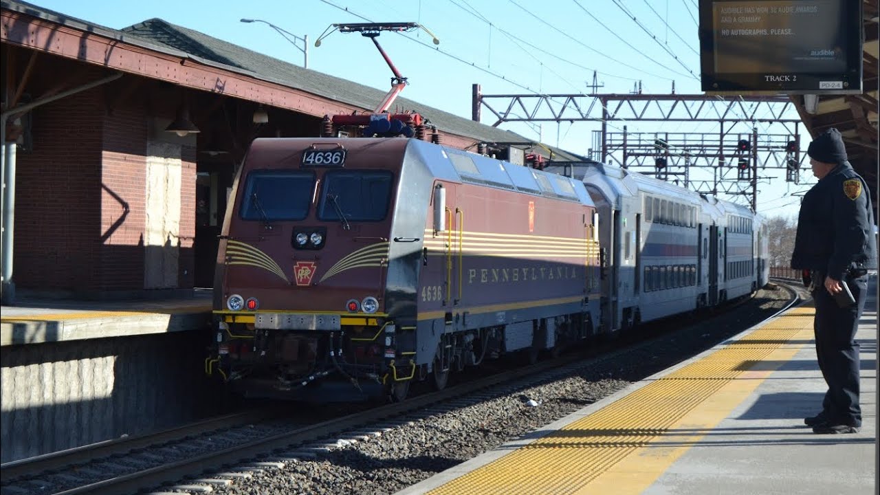 NJ Transit ALP-46A 4636 PRR Heritage Unit Shoves Train 6918 Into Newark ...