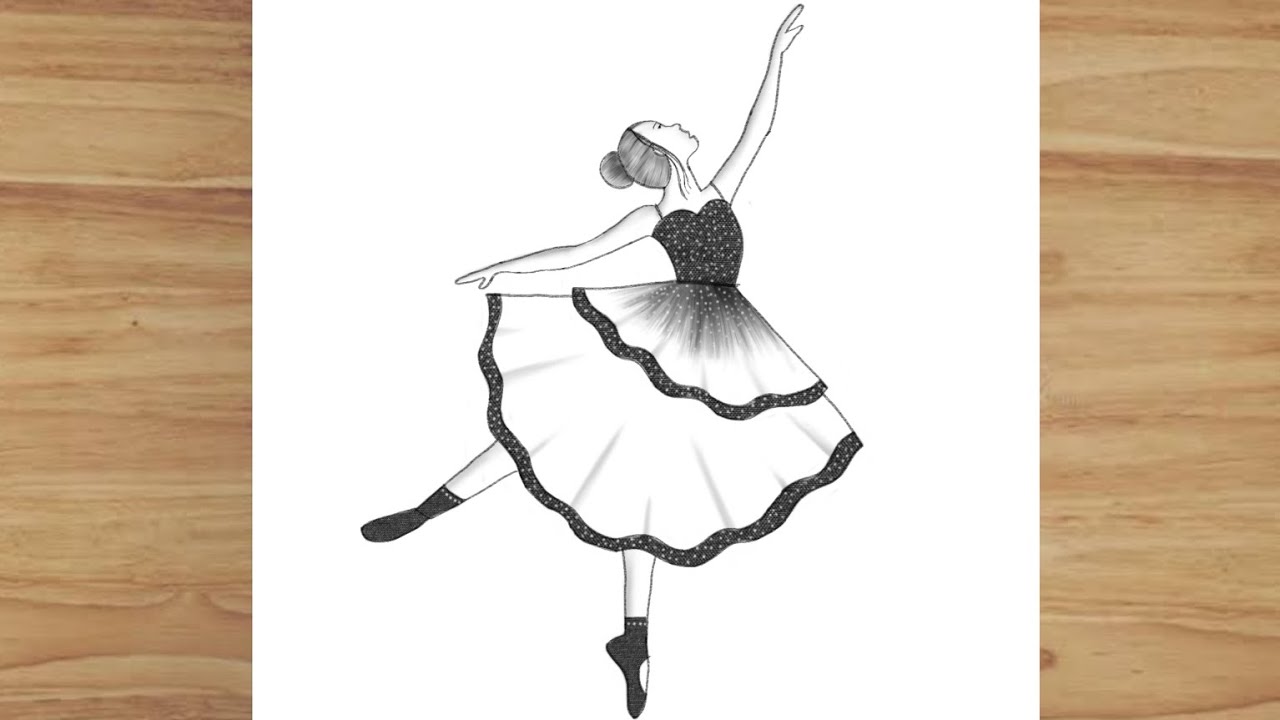 How to draw a girl dancing | girl beautiful dress drawing | girl easy ...