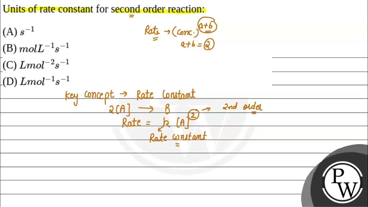 Units of rate constant for second order reaction:.... - YouTube