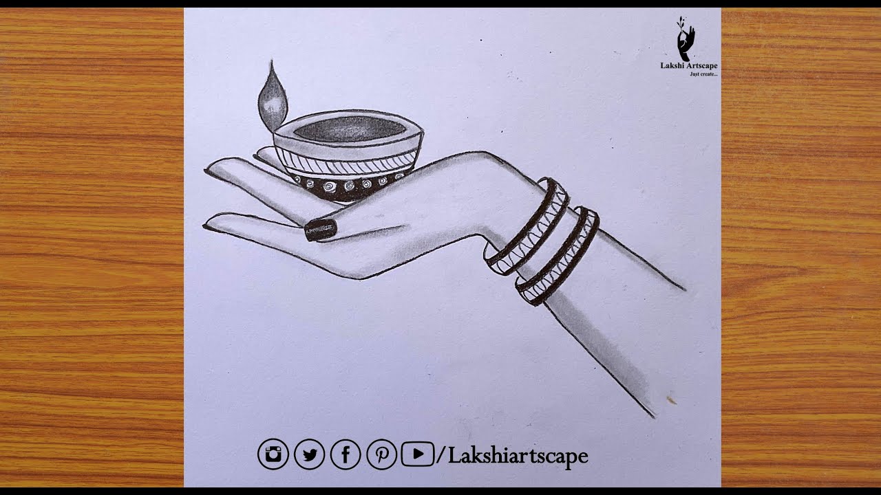 Diwali Drawing Easy | How To Draw Diya Pencil Drawing | Diwali Special ...