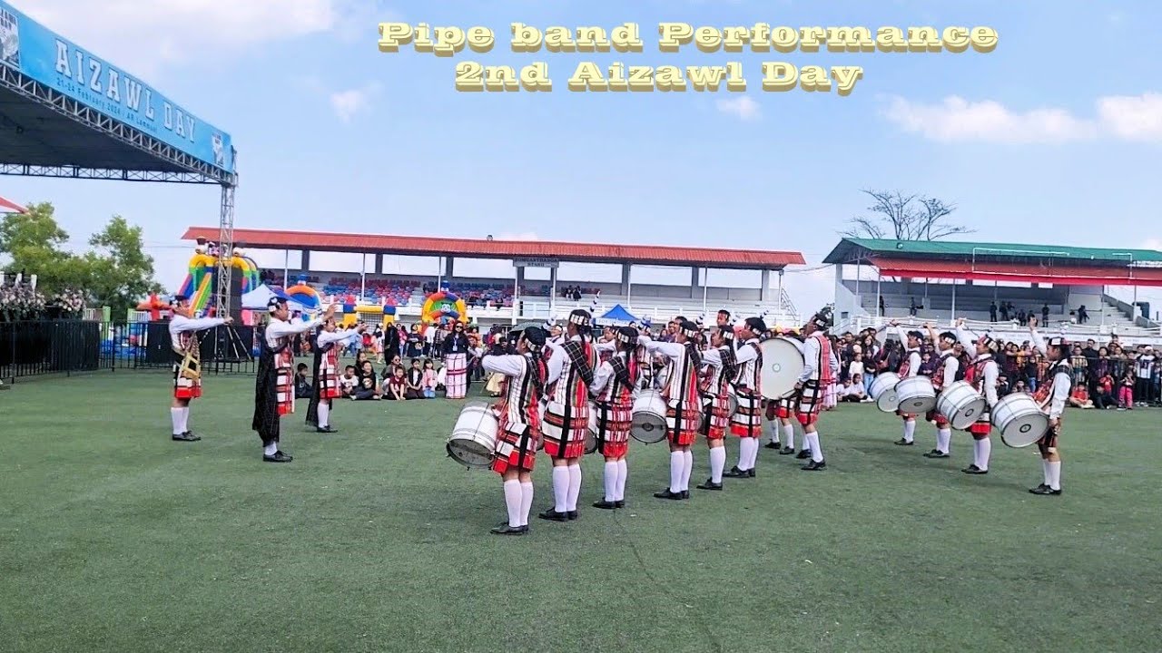 Pipe Band Performs at 2nd Aizawl Day in AR Ground || govt mizo high ...