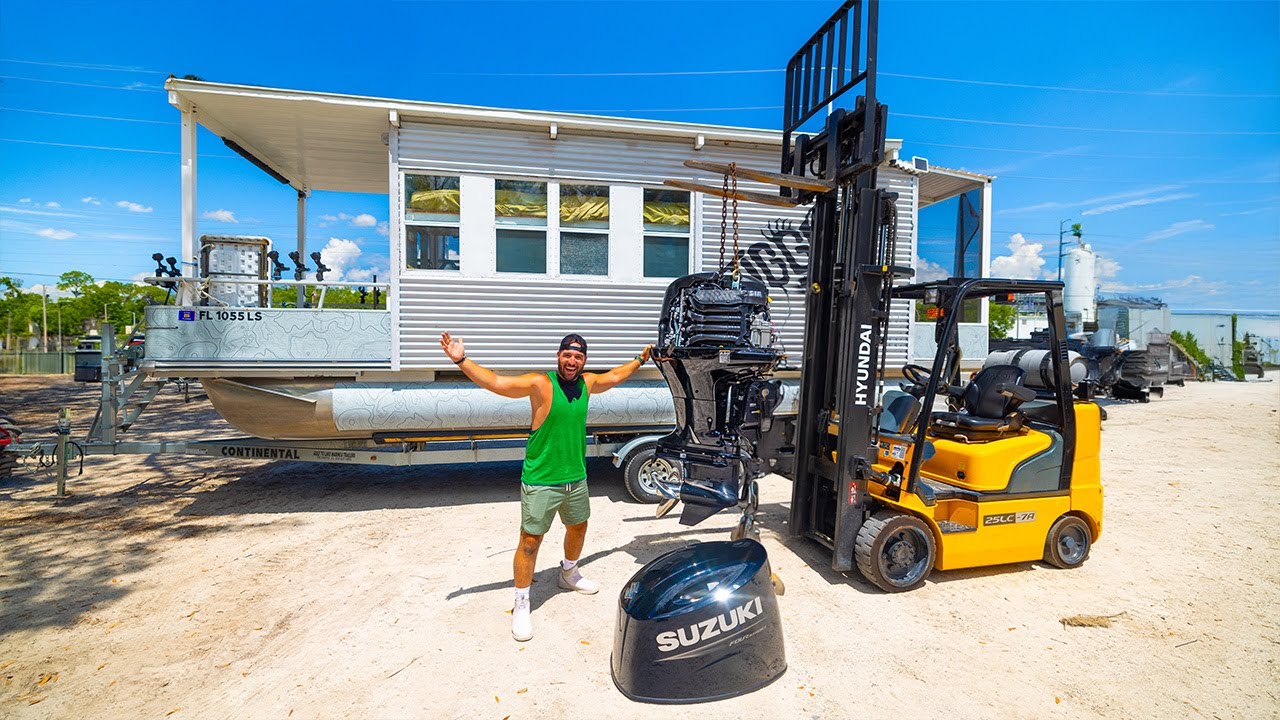 Installing a BRAND NEW MOTOR On the HOUSEBOAT!! (Exploring Flooded ...