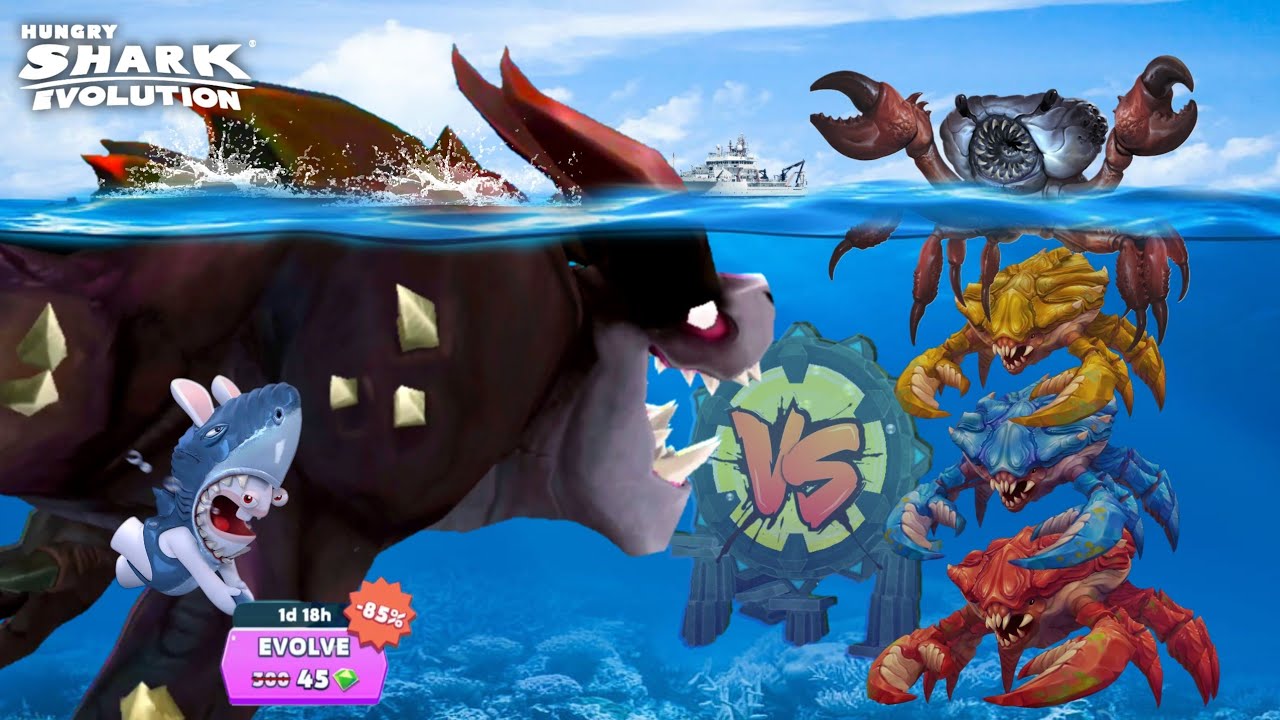 GIANT BEHELLMOTH AND RABBID SHARK VS GIANT CRAB BOSS - UNLOCKED ALL ...