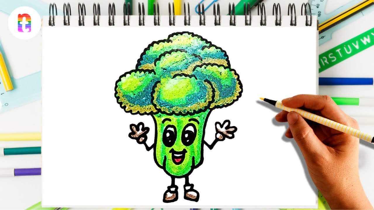 Cara menggambar kartun Brokoli | How to draw cartoon Broccoli - YouTube