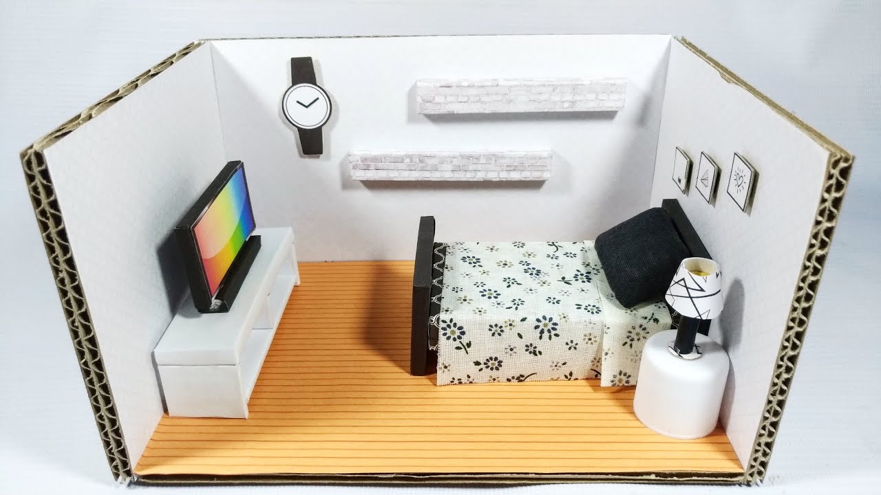 Minimalist Bedroom | DIY Cardboard | Miniature Bedroom with Simple ...