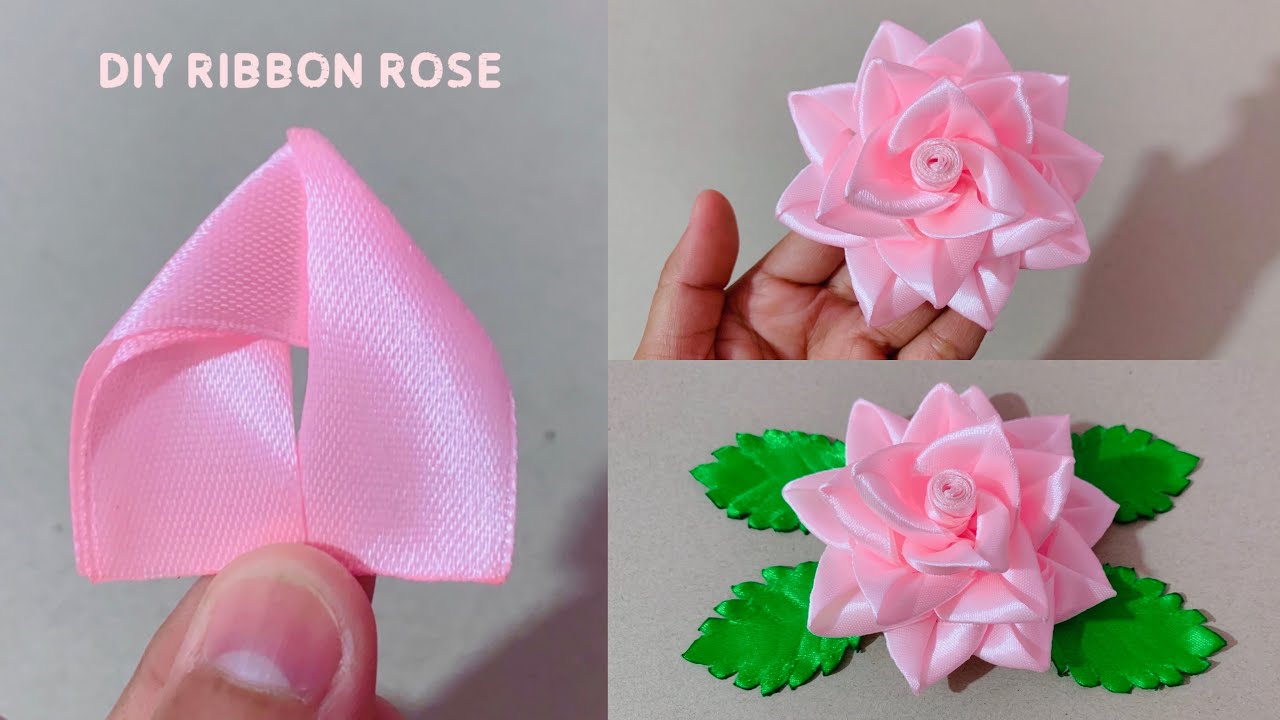 DIY Satin Ribbon Rose flowers | How to make ribbon rose | DIY: Ribbon ...
