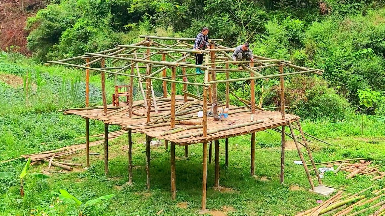 How to make a bamboo roof frame for a new house || Building New Life - Episode 63 - YouTube