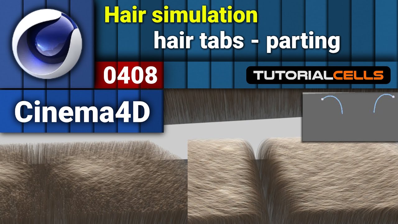 0408. hair simulation ( parting tab ) in cinema 4d - YouTube