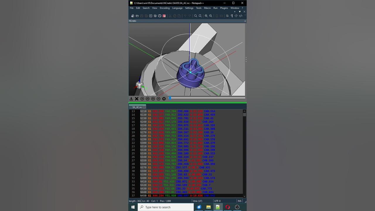 5 axis gcode cnc simulation - YouTube