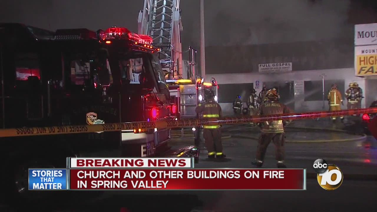 Church and other buildings on fire in Spring Valley - YouTube