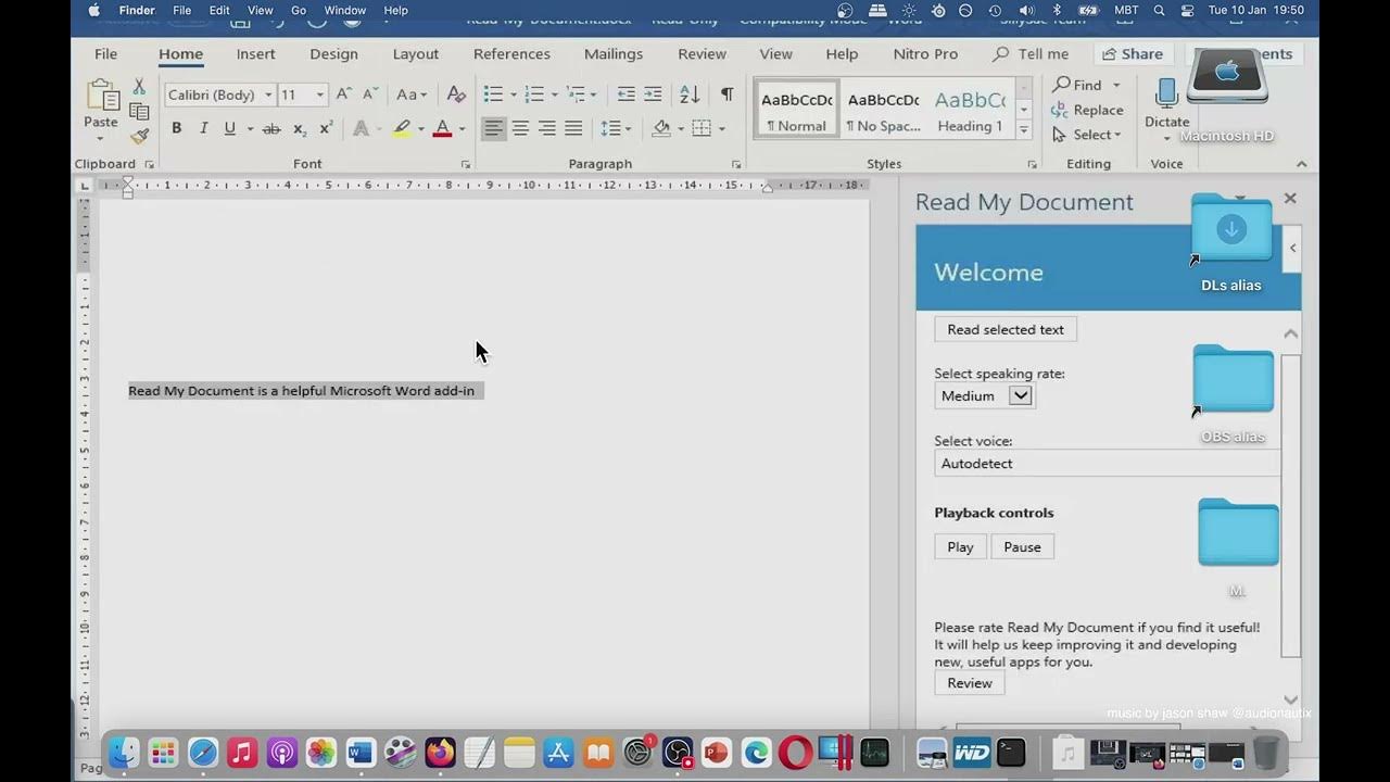 Read My Document MAC OS add-in/add-on/plugin WORD - YouTube