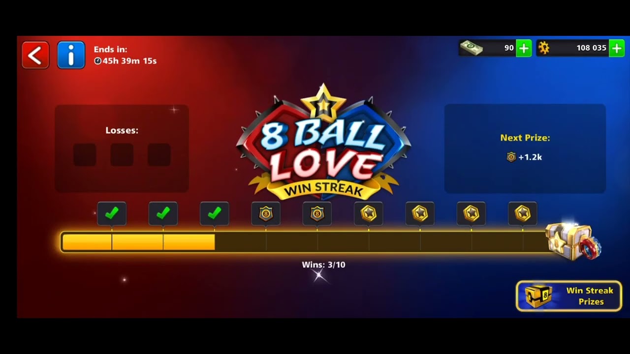 8 Ball love streak event #winwin 8ballgameply - YouTube