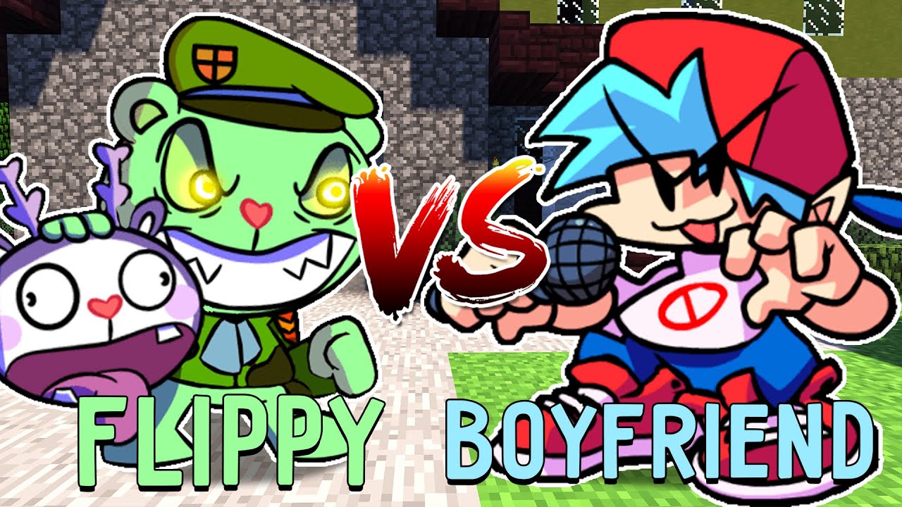 ФЛИППИ из ХЕППИ ТРИ ФРЕНДС ПРОТИВ БОЙФРЕНДА В МАЙНКРАФТ FNF FLIPPY VS ...
