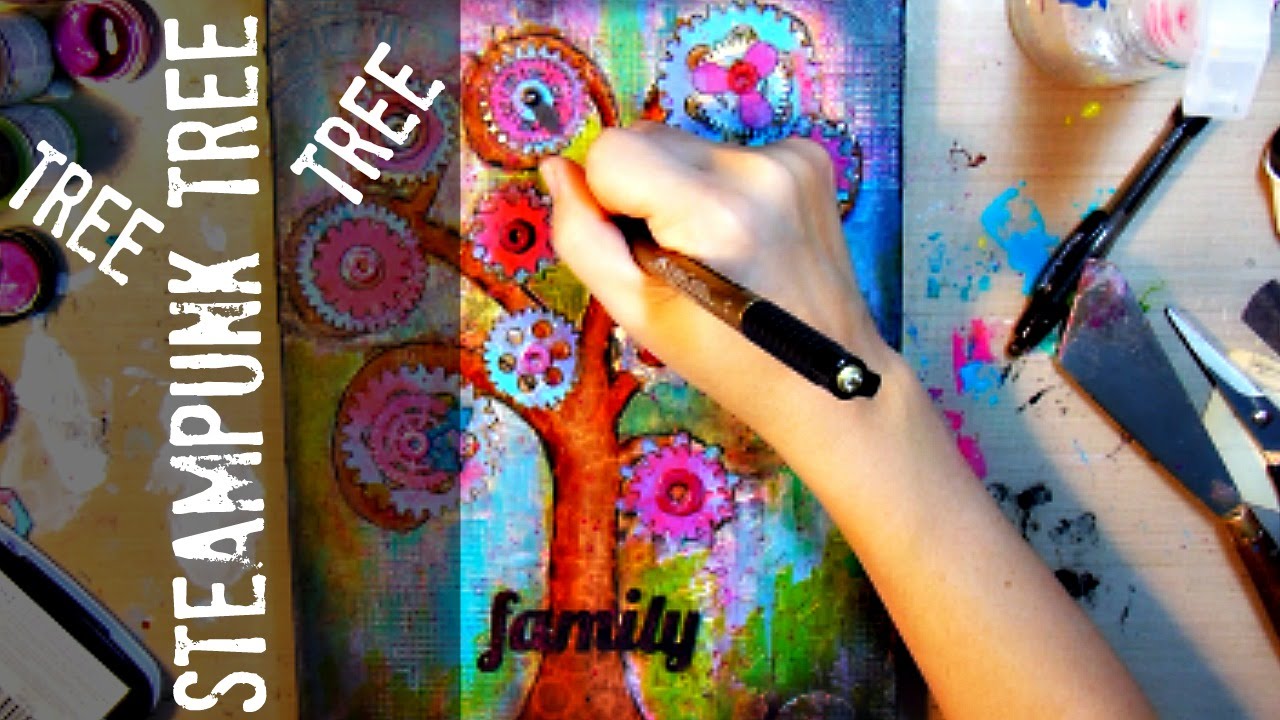 Mixed Media Steampunk Tree - YouTube