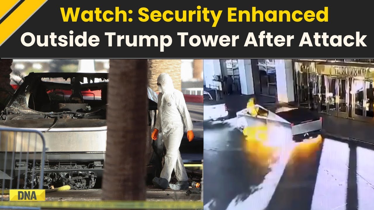 Trump Tower Cybertruck Attack: Enhanced Security Measures Outside Trump Tower After Attack - YouTube