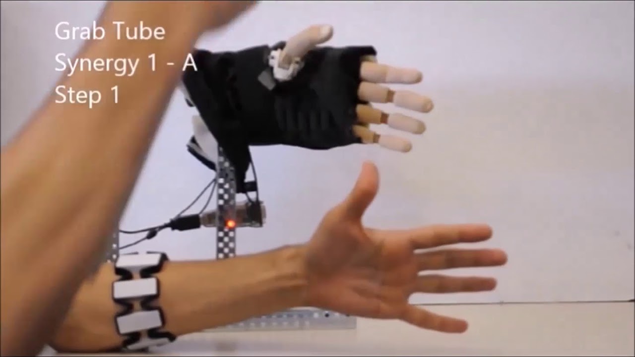 EMG based control of a soft prosthetic hand - YouTube
