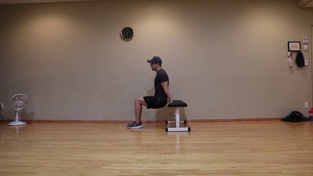 Bent-knee bench dip - YouTube