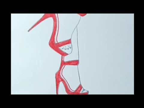 Draw a sketch of girl is wearing red hills step by step tutorial # ...