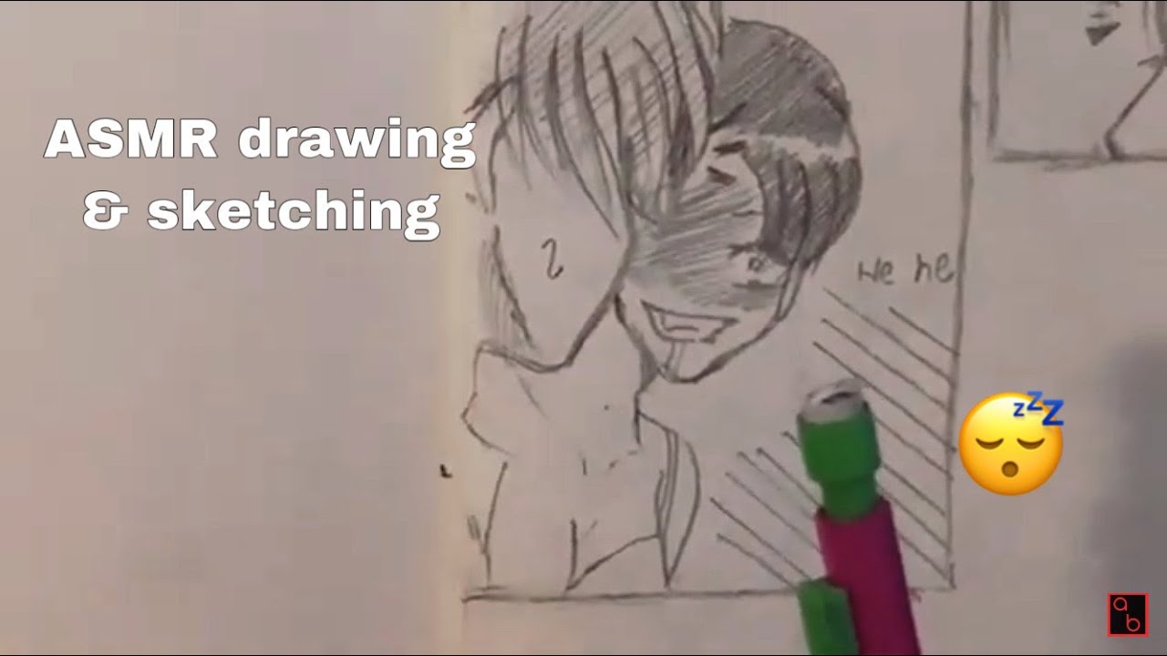 ASMR - Drawing and sketching in my hand made manga (Tapping, page ...