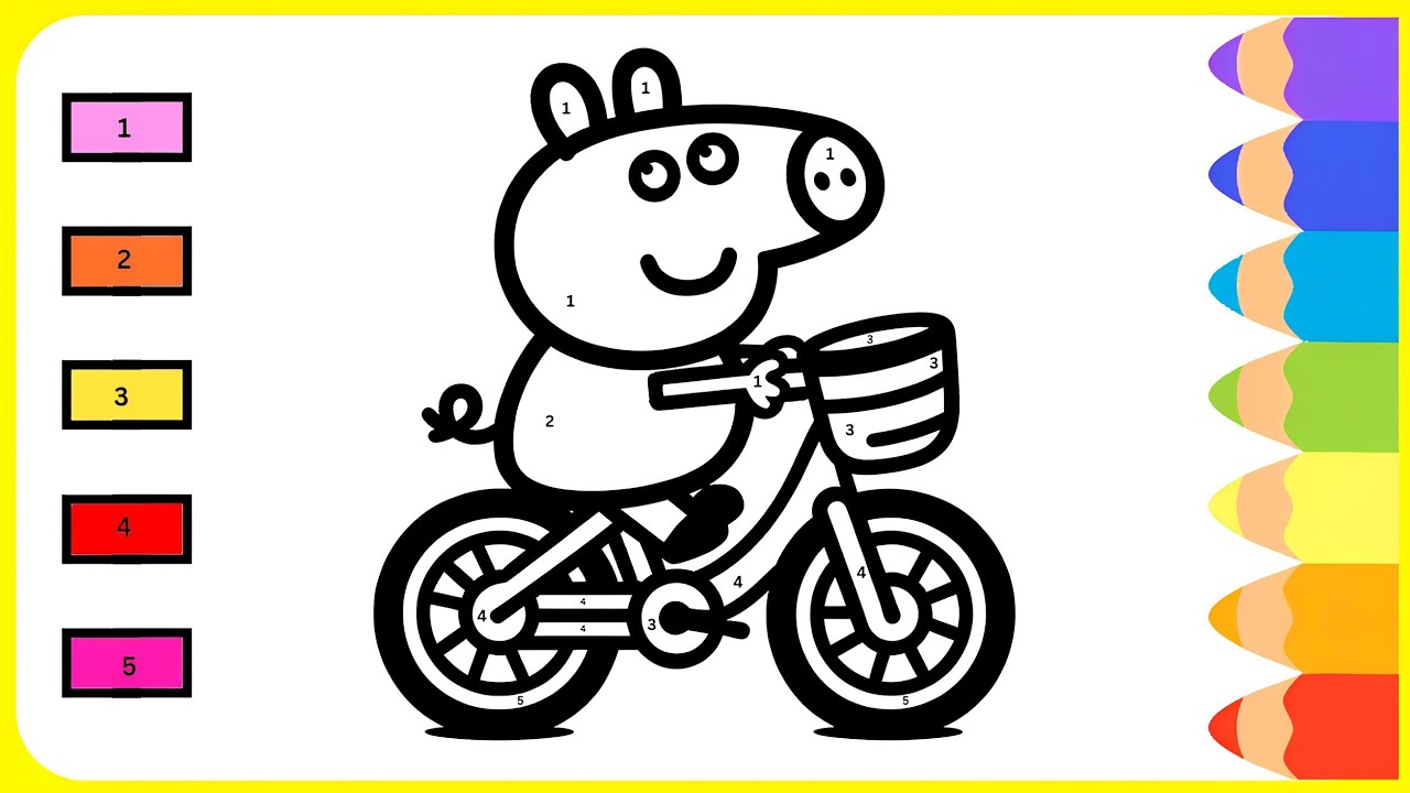 Coloring Peppa pig - Color Peppa pig by Number - Easy Coloring pages ...