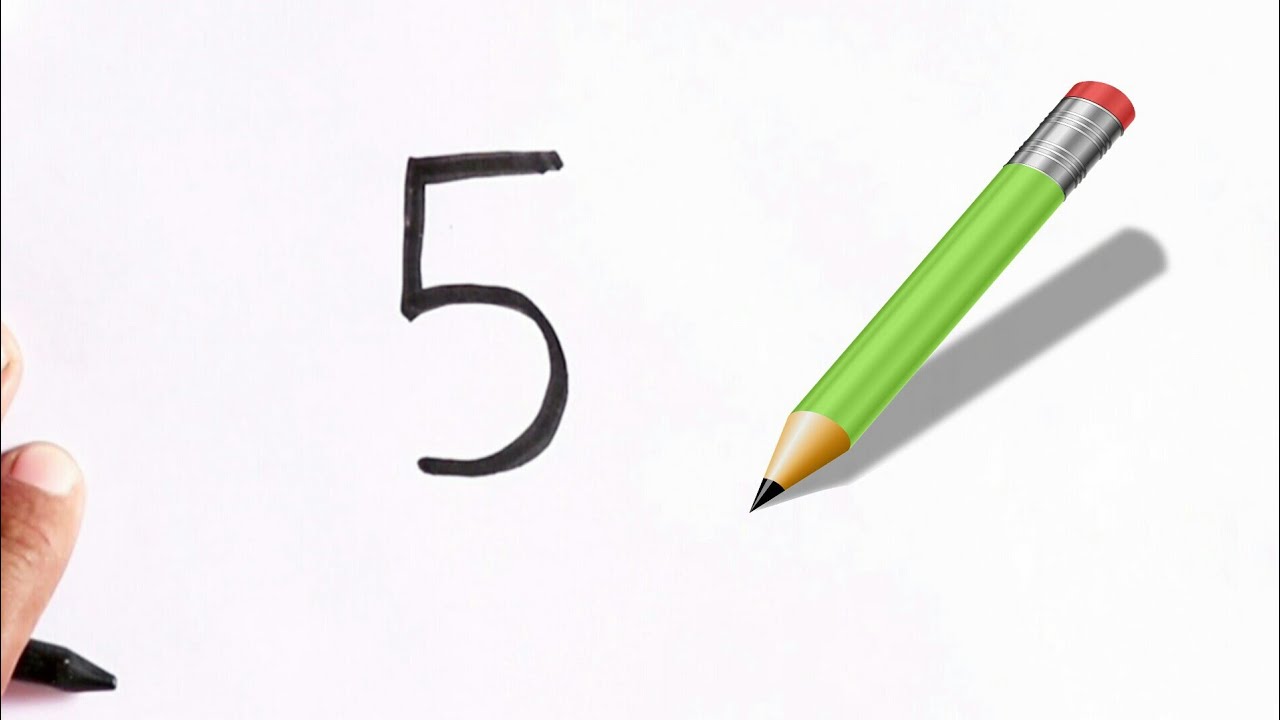 How To Draw fish from Number 5 easily - step by step easy drawing - YouTube