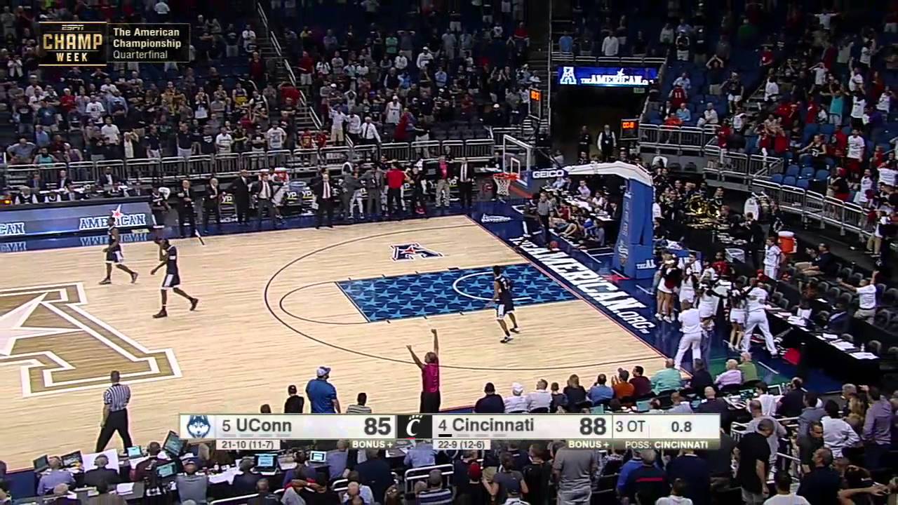 UCONN vs Cincinnati (AAC Quarterfinals) Half Court Buzzer Beater - YouTube