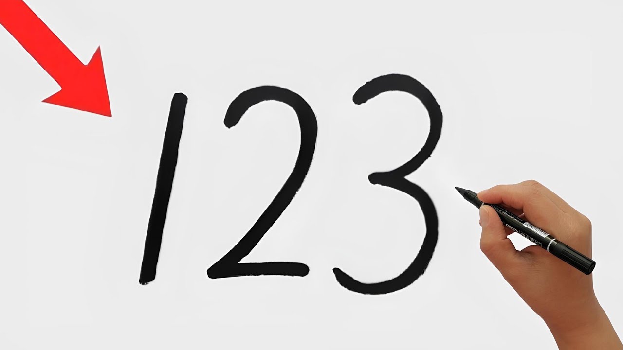 How to draw beautiful parrot with 123 | how to draw bird from number ...