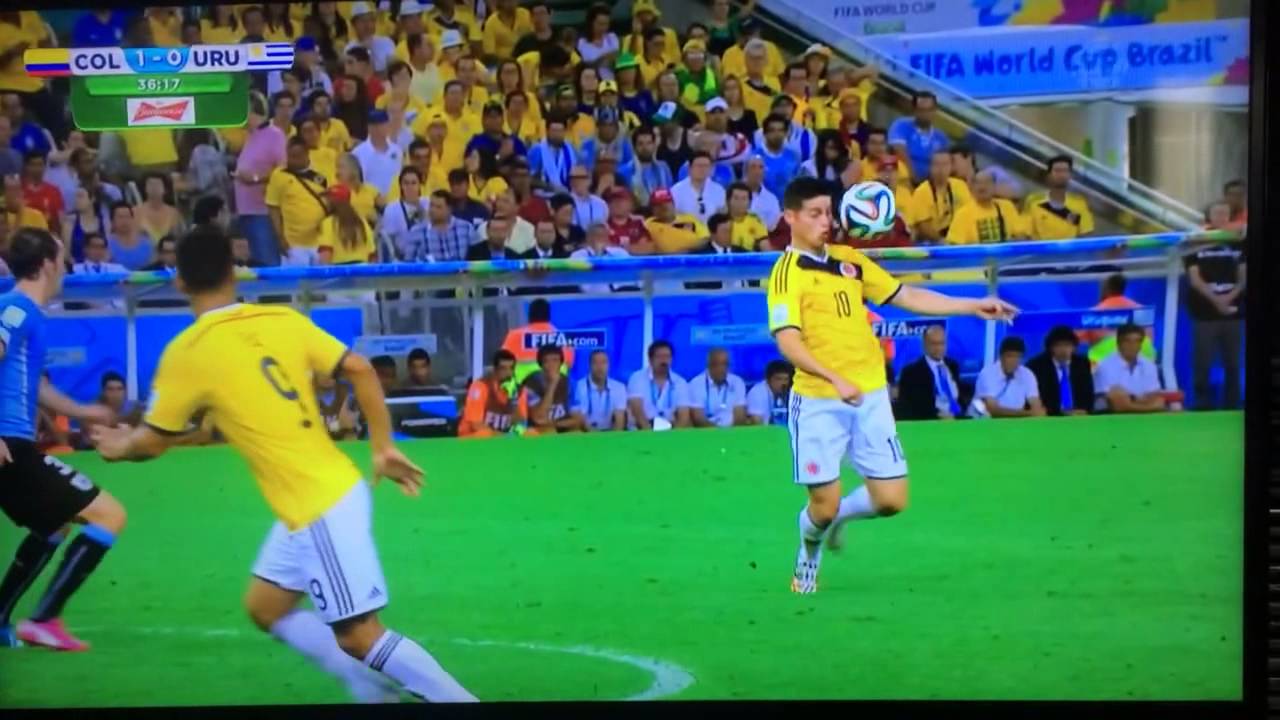 James Rodriguez goal Columbia vs Uruguay - YouTube