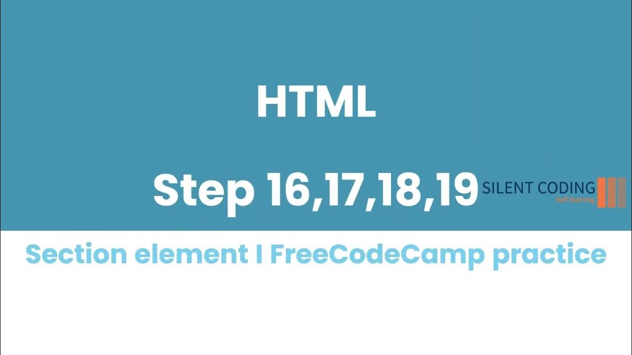Section tag I HTML STEP 16,17,18,19 I FreeCodeCamp practice - YouTube