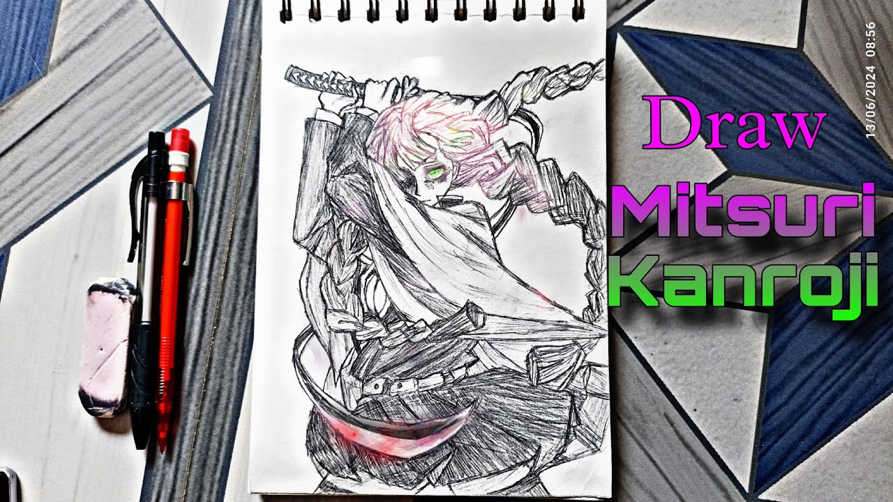 Draw Mitsuri Kanroji from Demon Slayer step by step - YouTube