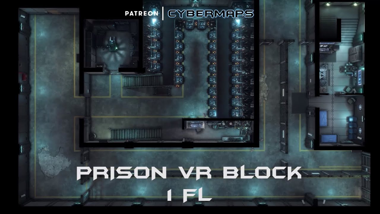 Cybermaps - Cyberpunk Prison VR Block Animated Battle Maps Preview ...