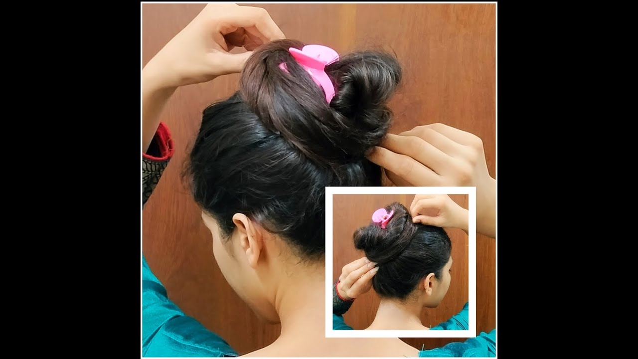 Very Easy Bun Hairstyle | Long Hair Clutcher juda | How to make Elegant ...