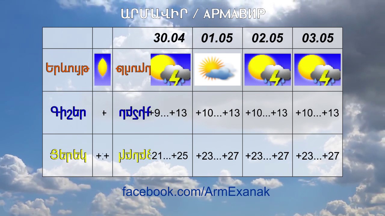 Եղանակը ապրիլի 29-ից մայիսի 3-ին / exanaky aprili 29-ic mayisi 3-in ...