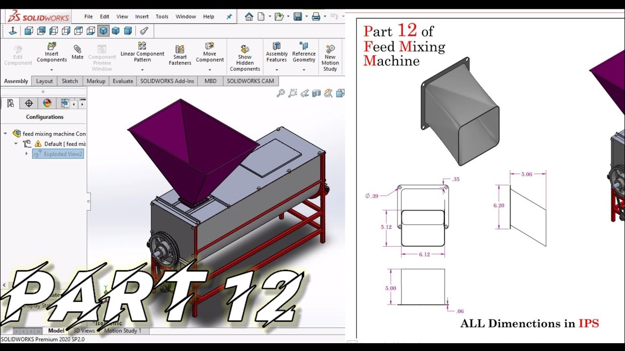 SOLIDWORKS Feed Mixing Machine 12/20 | solidworks Beginners ...