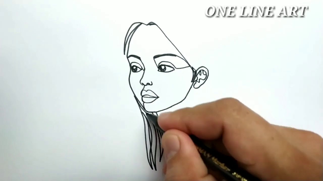 VERY EASY , one line drawing woman / how to draw in one line / drawing ...
