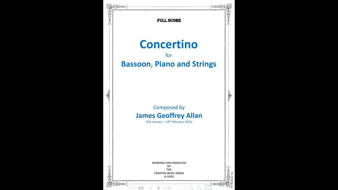 Concertino for Bassoon, Piano and Strings (Score Video) - YouTube