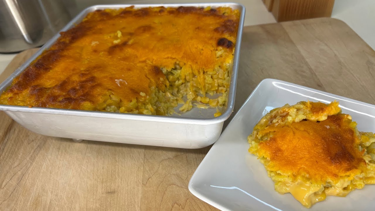 Easy Cheesy Yellow Rice Corn Casserole - YouTube